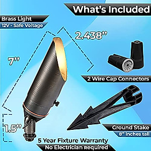 LED Spot Lights Outdoor Landscape Lighting 106 - Solid Brass Spotlight LED Yard Lights Security Landscape Lights for Beautiful Bright Long Lasting Home Garden Patio Pool Area Deck Lighting (No Bulb)