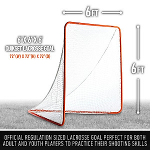 Franklin Sports Official Size Lacrosse Goal - Portable Steel Backyard Lacrosse Net for Kids + Adults - Lacrosse Training Equipment - 72" x 72"