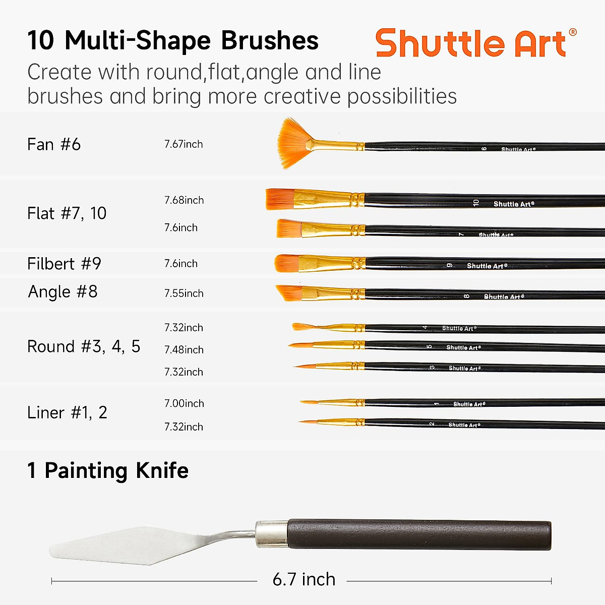 48 Pack Acrylic Paint Set, Shuttle Art 30 Colors Acrylic Paint (36ml) with 10 Brushes 5 Canvas 1 Paint Knife 1 Palette 1 Sponge, Complete Set for Kids, Adults Painting on Canvas Rocks Wood Ceramic