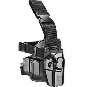Level II Tactical Drop Leg Holster, Universal Leg Holster Fits 100+ Pistols, Thigh Holster for Glock 17 19,Beretta 92FS,S&W M&P 9mm/.40, Sig P320 P220,XD Series, Fit Most Full&Compact Size Pistols