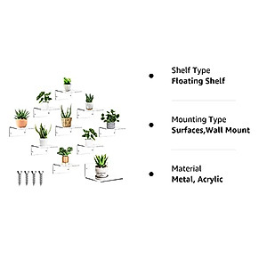 Yalikop Small Adhesive Wall Shelves Acrylic Display Shelf Mini Floating Shelves Pop Shelves Hanging Display Shelves for Space Save Room Bedroom Living Room Bathroom (Clear, 10 Pieces)