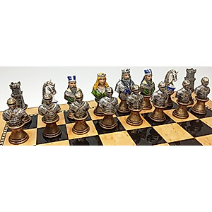 Medieval Times Crusades RED & Green Busts Set of Chess Men Pieces Hand Painted