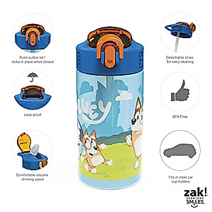 Zak Designs Bluey Kids Dinnerware Set Includes Plate, Bowl, Tumbler, Water Bottle, and Utensil Tableware, Made of Durable Material and Perfect for Kids (6 Piece Gift Set, Non-BPA)