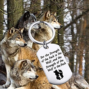 BEKECH The Book Inspired Gift Wolf Quote Keychain For the Strength of the The Wolf Keychain Inspirational Community Gift for Coworker Colleague Friends (silver)
