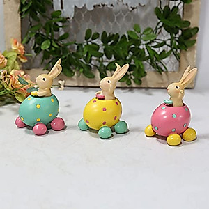 unknowns Resin Bunny Sitting Eggshell Decorations Spring Easter Figurines Tabletopper Accessories for Party Home Holiday Garden Ornament