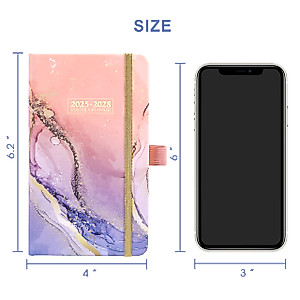 Pocket Planner/Calendar 2023-2026 - Monthly Pocket Planner/Calendar with 63 Notes Pages, Jul. 2023 - Jun. 2026, 3.8" x 6.4", 3 Year Monthly Planner with Inner Pocket + Pen Hold - Purple Waterink