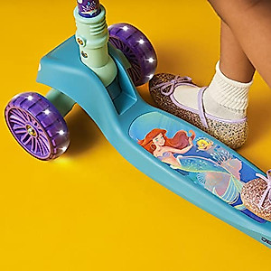 Jetson Little Mermaid LED Light-Up Wheels Scooter for Kids, Height-Adjustable, Easy Folding
