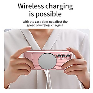 Armor Case for Samsung Galaxy Z Fold 3 5G with Wireless Charging,360 Protection Built-in Screen Protector Dustproof Shockproof Case Cover Compatible with Samsung Galaxy Z Fold 3 5G(Rose Gold)