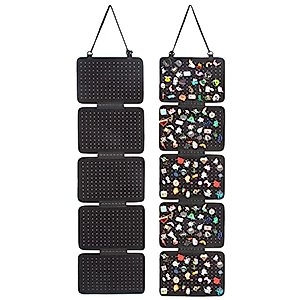 Enamel Lapel Pin Display Panels Organizer with 5 Loose-Leaf Board Pieces, Hanging Brooch Pin Organizer, Badge Collection Display Pages Holds at Least 200 Pins.(Pins Not Included) (Black)
