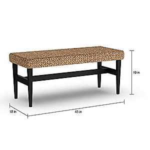 Unknown1 Black/Natural Water Hyacinth Bench Black Tan Solid Rustic Transitional Foam MDF Finish Wood