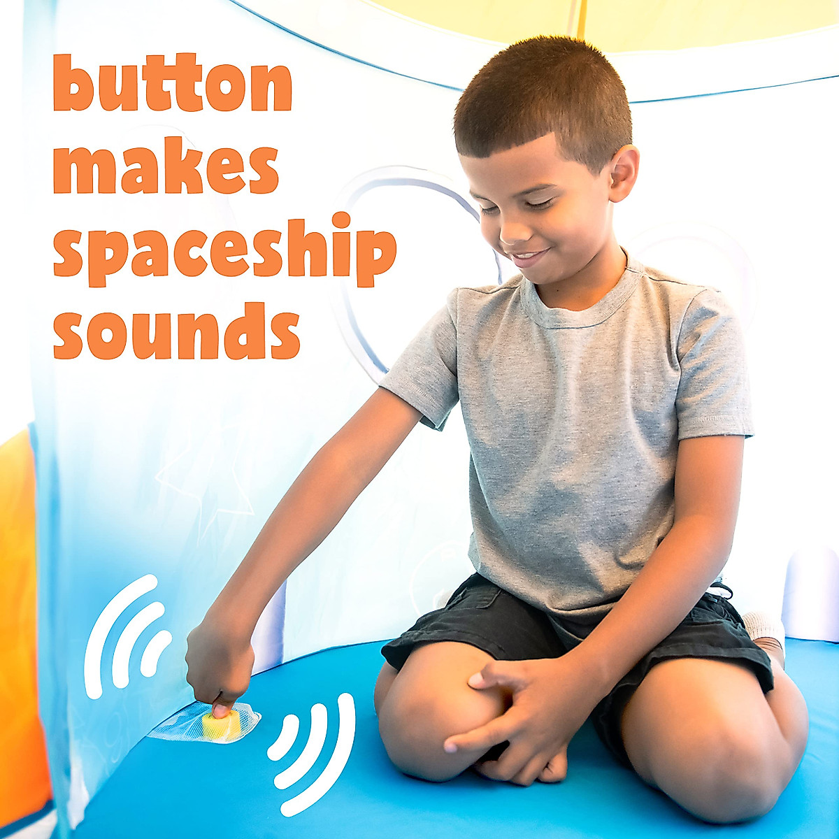 W&O Rocket Ship Play Tent with Tunnel, Ball Pit and Blast Off Button - Inspire Creative Play for Kids - Perfect for Indoor & Outdoor Adventures