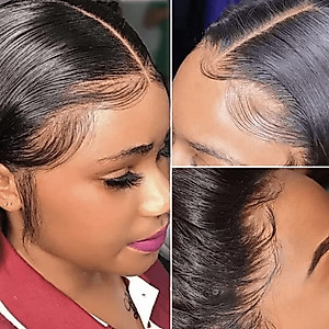 GOSSVOL 5X5 Closure Wigs Body Wave Lace Front Wigs Human Hair 150% Density 30 inch Body Wave Human Hair Wigs 5x5 Transparent Lace Closure Wig Pre Plucked with Baby Hair Natural Color Soft