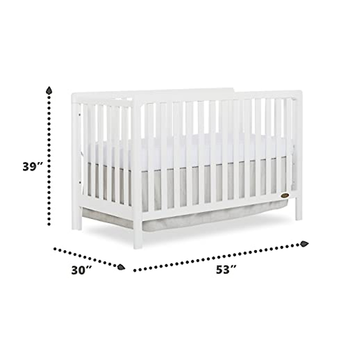 Dream On Me Ridgefield 5-in-1 Convertible Crib in White, Greenguard Gold Certified
