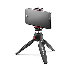 Manfrotto PIXI Mini Tripod Kit with Smartphone Clamp, Black (MKPIXICLAMP-BK)