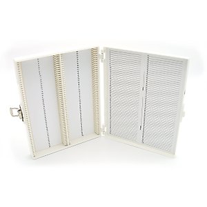 Heathrow Scientific HD15994R White Foam Lined 100 Place Microscope Slide Box, 8.25" Length x 7" Width x 1.3" Height