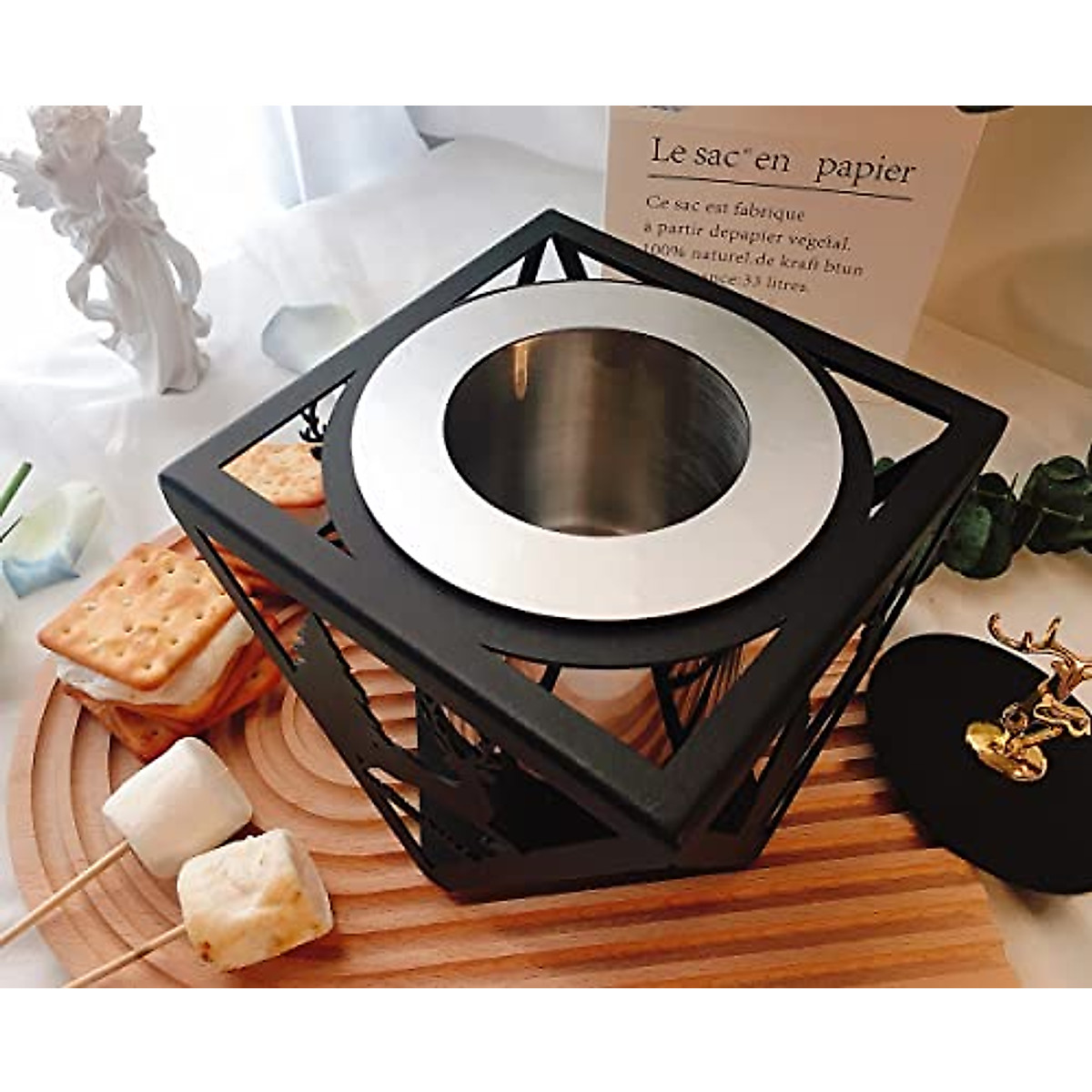 MysticFire Tabletop Fire Pit for Making s’Mores- Metal Table Top Fire Pit Bowl for Indoor and Outdoor, Portable Fireplace and Table Top Fire Pot for Balcony,Patio and Porch (Black)