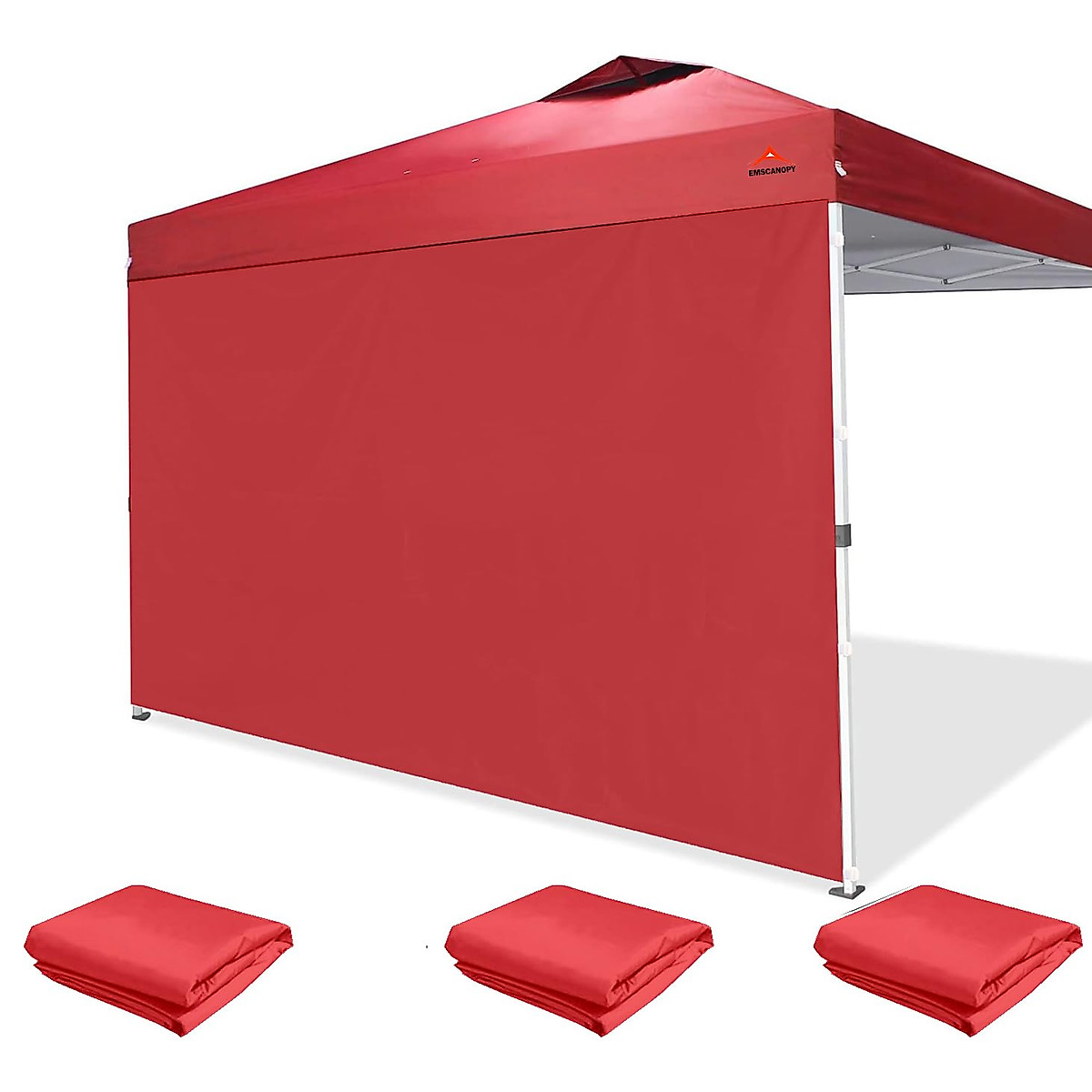 EMSCANOPY SunWall for 12x12 Canopy Frame, 3 Pack Sidewall Only, (Red)
