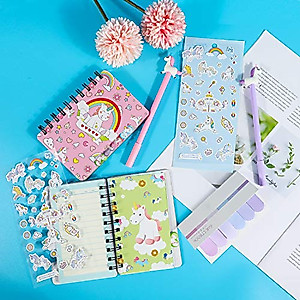 HIFOT Unicorn Stationery Set Kawaii Stationery Set for Girls, Clear Unicorn Pencil Case Unicorn Diary Journal Notebook Unicorn Gel Pens Ballpoint Pen Stickers Gifts for Students School Supplies