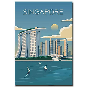 Singapore Travel Vintage Art Refrigerator Magnet Size 2.5" x 3.5"