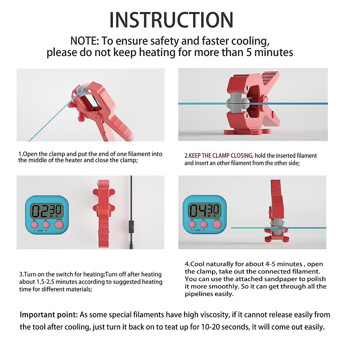 VIT SPORT 1.75mm Filament Connector | Easy Operate Filament Welder Filament Splicer for 3D Printer | Filament Fuser Filament Joiner for PLA/ABS/PC/PETG/TPU Filaments