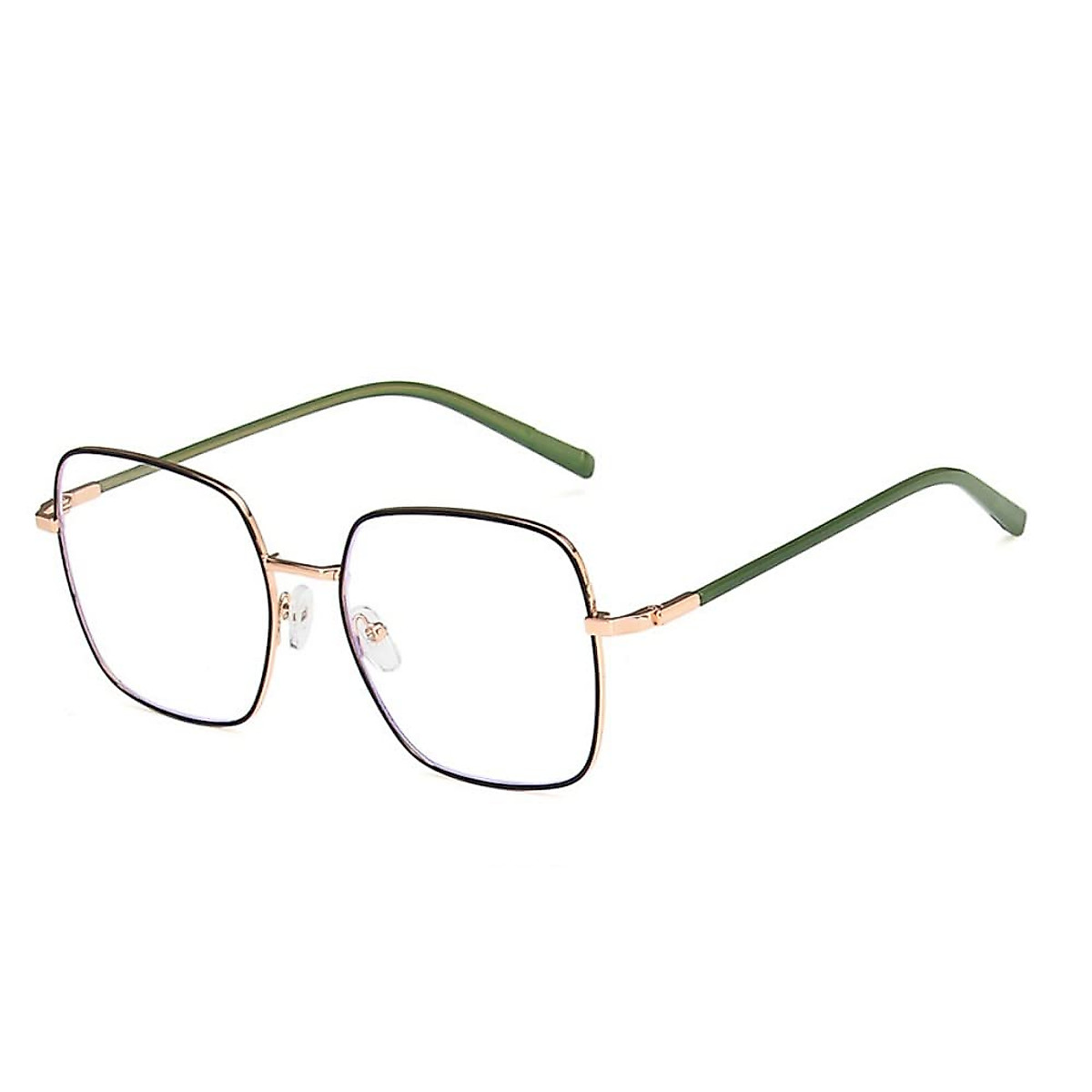 Shiratori Classic woman's metal big face nerd glasses frame Clear lenses Green