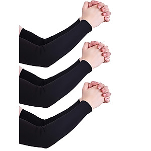 9 Pairs Unisex UV Protection Arm Cooling Sleeves Ice Silk Arm Cover for Men Women, Black