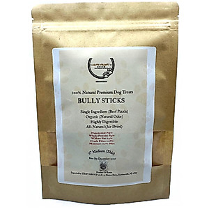 ELITE TREAT Natural Odor Bully Sticks for Dogs，Healthy Long Lasting Pizzle Chews (6 Inch, 24 Pack)，All Natural，Free Range 100% Grass-Fed Beef，Grain-Free (Medium/Thin)