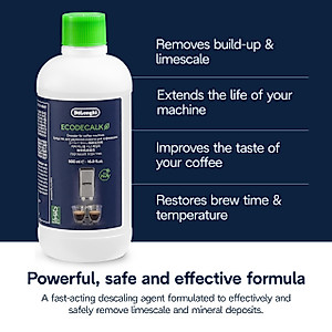 De'Longhi EcoDecalk Descaler, Eco-Friendly Universal Descaling Solution for Coffee & Espresso Machines, 16.90 oz (5 uses)