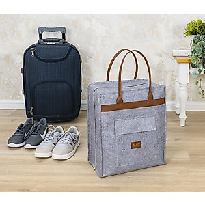 6 Pairs Shoe Bag for Travel Dark Gray Felt Blend Fabric - Travel Storage Bags for Luggage - Shoe Bag for Travel - Shoe Packaging Organizer Storage Bag - Shoe Bag with Luggage Case - Dark Gray