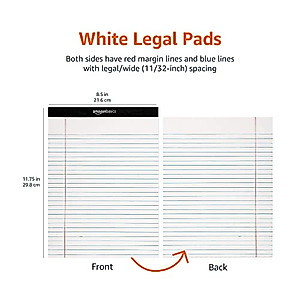 Amazon Basics Wide Ruled 8.5 x 11.75-Inch Lined Writing Note Pads - 12-Pack (50-sheet), White