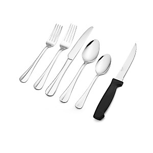 International Silver Simplicity 53-Piece Stainless Steel Flatware Set with Serving Utensil Set, Service for 8