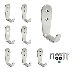 Ulifestar Stainless Steel Coat Hooks, Heavy Duty Metal Hooks for Hanging Towels Keys Hats,Kitchen Bathroom Wall Mounted Hanger Hooks Indoor and Outdoor Hooks with Installation Screws 8 Pack