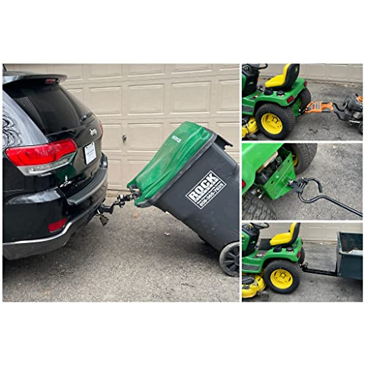 Garbage Commander Combo Hitch, Haul Pin Hitch, Handled Lawn and Garden Equipment, or Wheeled Garbage Cans