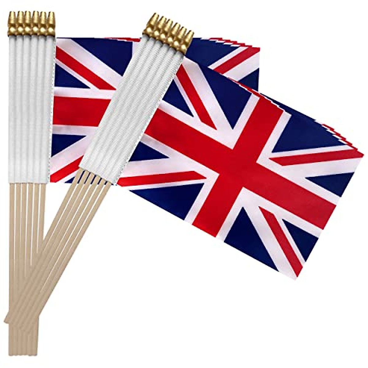 TSMD United Kingdom UK British Stick Flag Union Jack Small Mini Hand Held Flags,5x8 Inch,12 Pack
