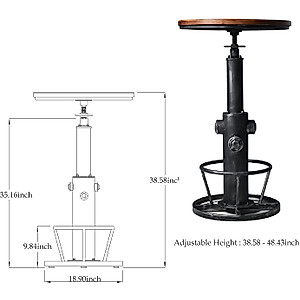 LOKKHAN 3-Piece Bar Table (38.6"-48.4") & 2 Backless Stools (24"-30") Set for Pub Kitchen Dining Living Party Bistro Breakfast, Swivel Top, Height Adjustable, Most Weld, Space-Saving
