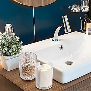 Songaa Qtip Holder Dispenser for Cotton Swab, Cotton Pads, Cotton Ball, Floss, 2 in 1 Transparent Acrylic Cosmetic Cotton Pads Holder Storage Organizer Containers with Lid