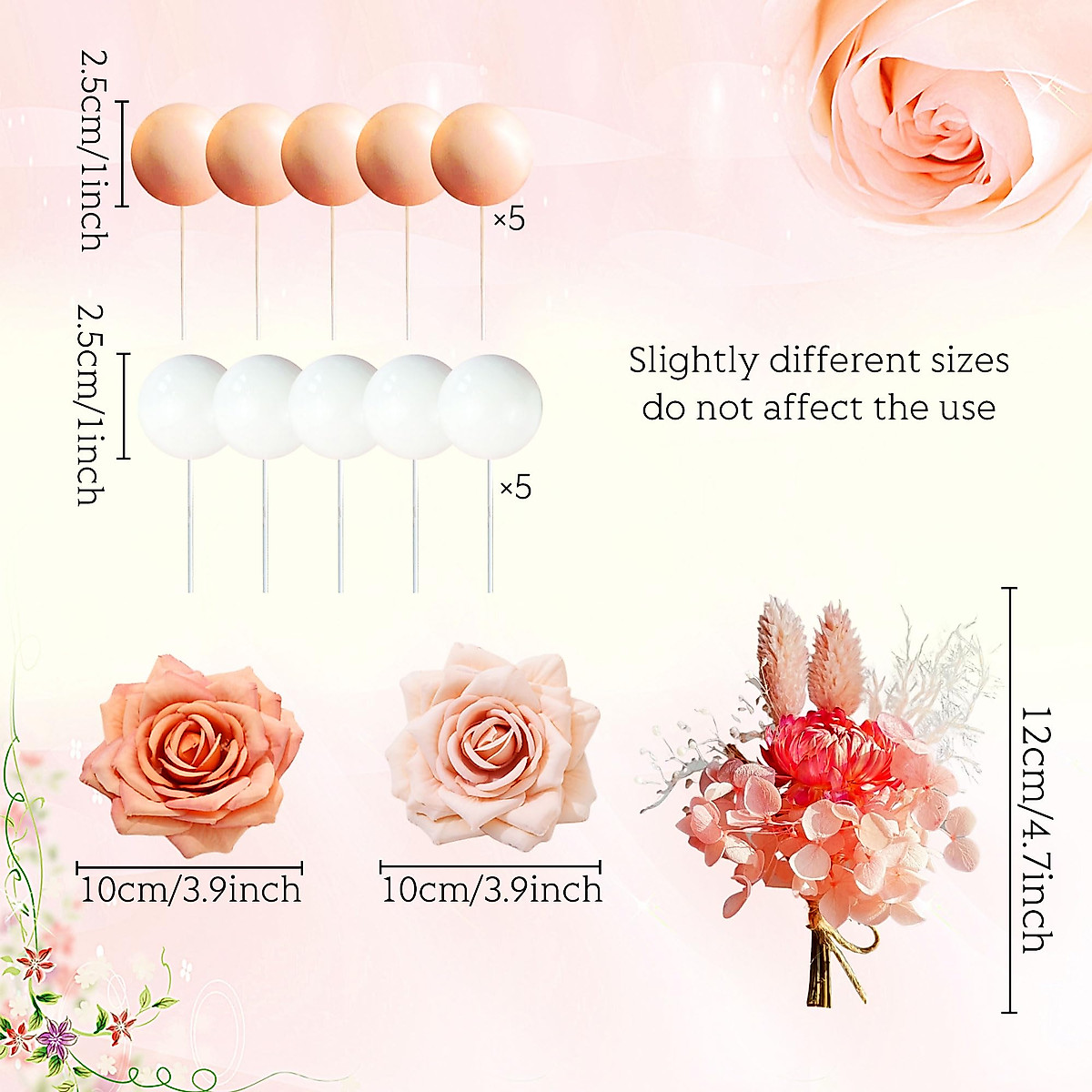 JeVenis Maroon Red Boho Cake Topper Boho Cake Decorations Cake Flowers Decorations Floral Cake Topper for Baby Shower Wedding Bridal Birthday Party Supplies