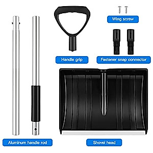 Yardwe 56" Snow Shovel with D-Grip Handle, Collapsible Snow Sand Mud Removal Tool | Detachable Four-Piece Construction Snow Shovel for Garden, Camping, Car and Other Outdoor Activities