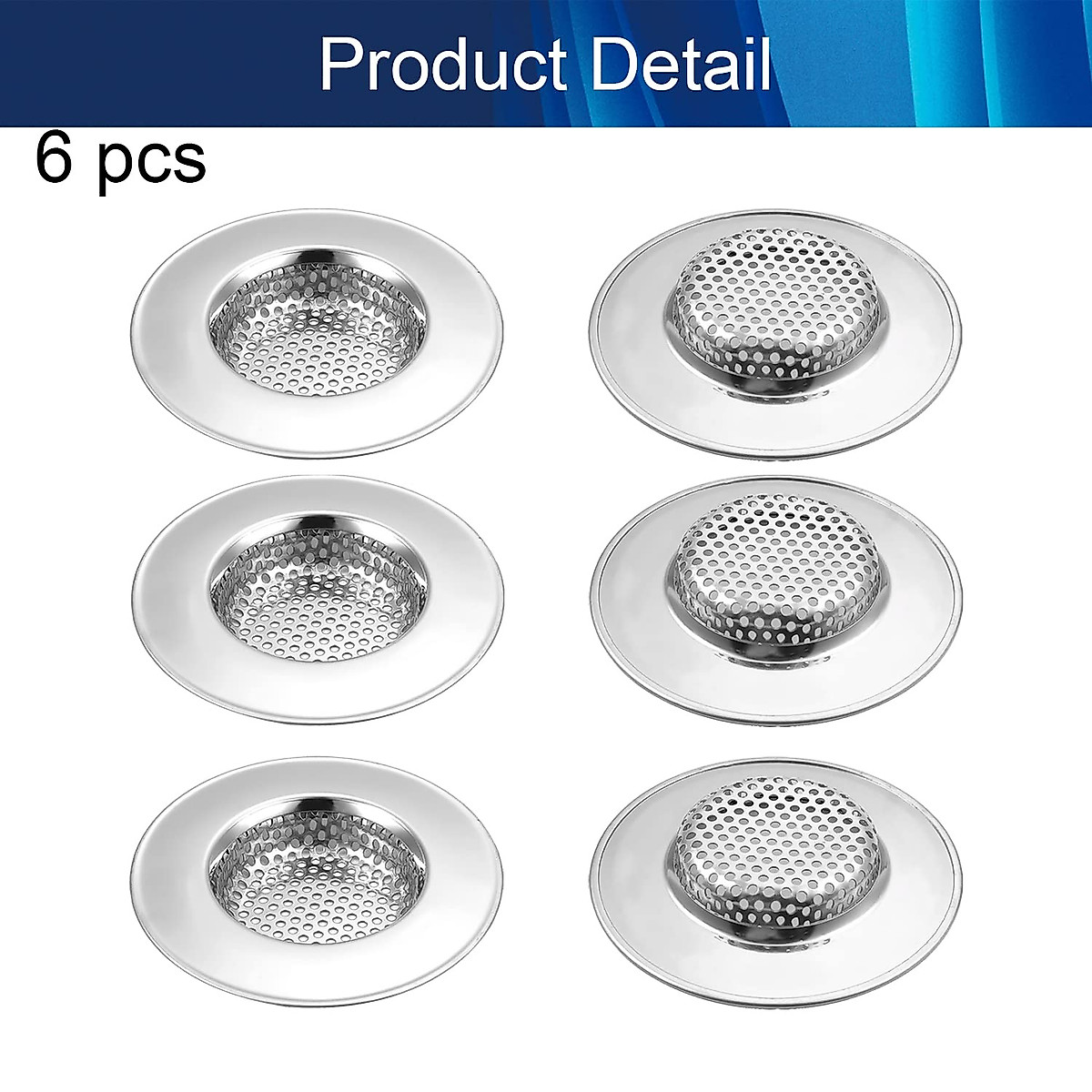 Juvielich Stainless Steel Sink Strainer-2.95" Diameter Rim Mesh Strainer Coarse Mesh Perfect for Kitchen Sink/Bathroom Bathtub Wash basin Floor drain balcony Drain Hole Hair Catcher 6Pcs