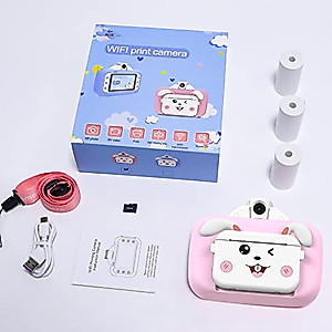 Barchrons Instant Print Digital Kids Camera 3.5 inch Large Screen 1080P Rechargeable Kids Camera for Girls Video Camera with 32G SD Card Gift for 6-12 Years Old