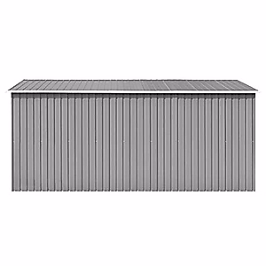 FAMIROSA Garden Storage Shed with Vents Metal Steel Double Sliding Doors Outdoor Wood Storage Shed Patio Lawn Care Equipment Pool Supplies Organizer 101.2"x154.3"x71.3" Metal Gray