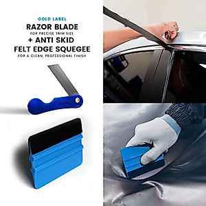 Gold Label Detailing 3M Black Out Trim Chrome Delete Vinyl Wrap Kit | 25ft Roll of 3m Scotchprint 2080 | Felt Edge Squeegee and Razor Blade Included (Satin, 2" by 25ft)