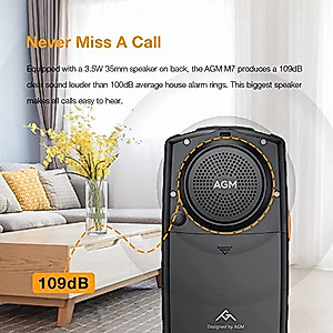 AGM M7 4G Rugged Phone, Large Button Cell Phones for Seniors, Waterproof/Drop-Proof, 2500mAh Battery, Powerful Speaker, 2.4'' Touchscreen, Dual SIM Cards, Facebook/Whatsapp/TikTok, 1GB+8GB