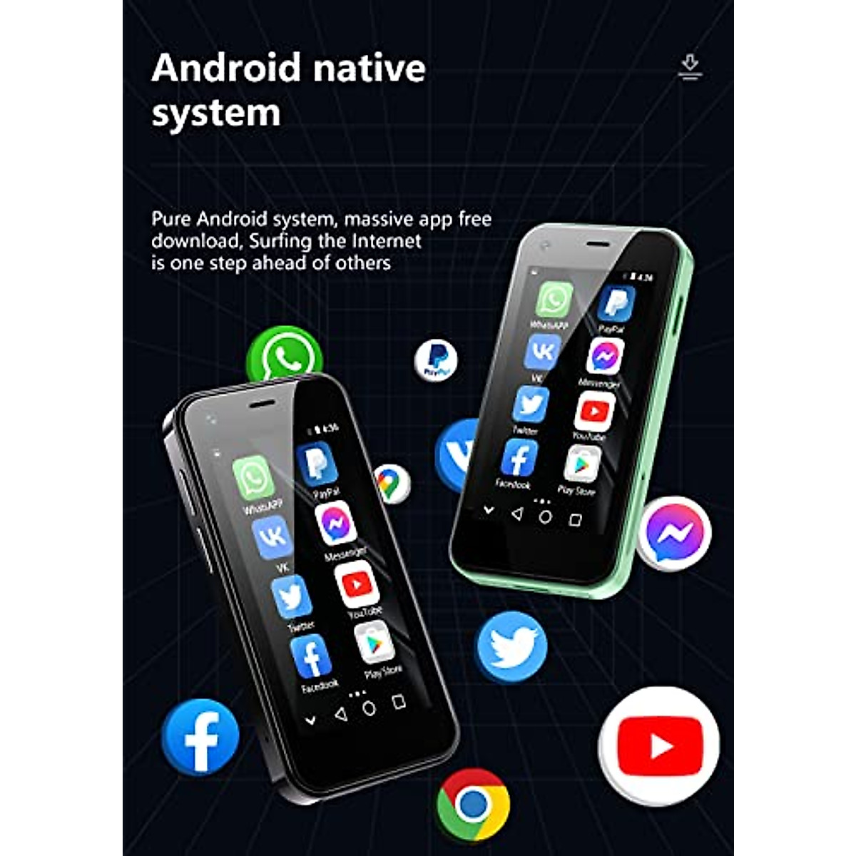 Mini Smartphone Unlocked Android Phone 1GB RAM 8GB ROM Quad Core Dual SIM WiFi 3G WCDMA Small Mobile Phones Google Play Whatsapp for Student Children (C-White)