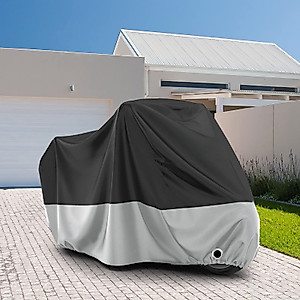 Favoto Motorcycle Cover Waterproof Outdoor - All Season Sun Protection with Lock-Holes Rain Snow Windproof Dustproof Universal Fit Motorbikes Vehicle Moped Cover, 96.5" x 41" x 50"