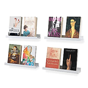 Wallniture Denver Floating Shelves for Kids Room Decor, 17" White Wall Bookshelf for Picture Frames, Kids Room Shelves, Wall Shelf for Toddler Toys, Set of 4