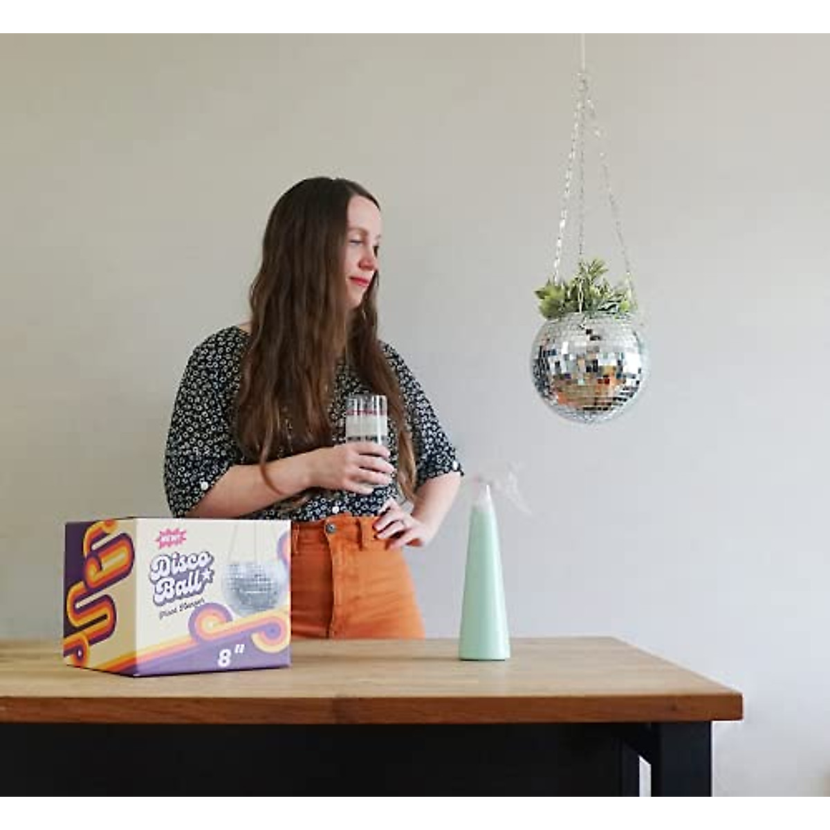 DADO 8" Disco Ball Planter - Disco Planter for indoor plants- Disco Ball Plant Hanger - unique plant pots - Boho Disco Ball hanging planter - Planters for indoor plants - hanging pots disco ball decor