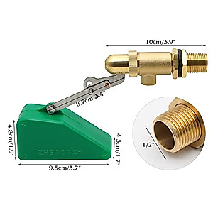 MUDUOBAN Float Valve 1/2 inch Supply Tube Float Ball Valve with Automatic Fill Adjustable Arm Brass Valve Plastic Float Ball for Water Tank Pool Livestock Water Trough Aquariums