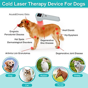 Fimem Cold Laser Therapy Device for Dogs, Infrared Light Therapy for Pain, 2x940nm+2x850nm+16x650nm, Handheld Red Light Therapy Device for Cats Horse, Low Level Light Therapy for Pets HIPS Joint Pain