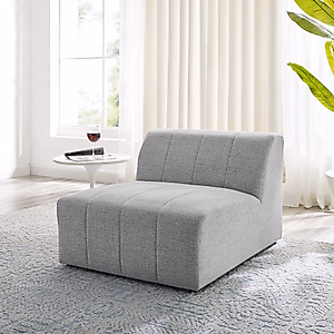 Modway Bartlett Channel Tufted Upholstered Sectional, Armless Chair, Light Gray